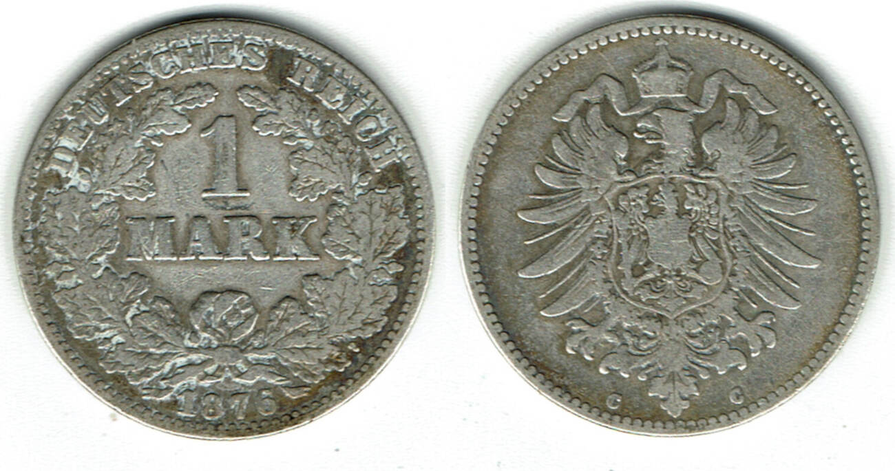 Kaiserreich, Kursmünze 1 Mark 1876 C, 900er Silber! Erhaltung siehe ...