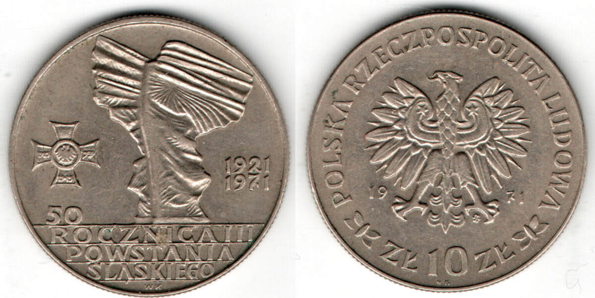 Polen 1971 poland, 10 Zlotych, 50th Anniversary - Battle of upper Silesia, like scan aEF | MA-Shops