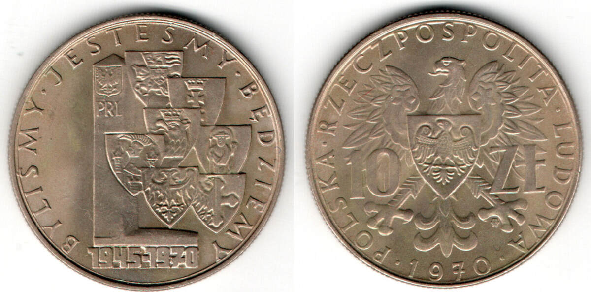Polen 1970 poland, 10 Zlotych, 25th Anniversary - provinces, like scan unc | MA-Shops