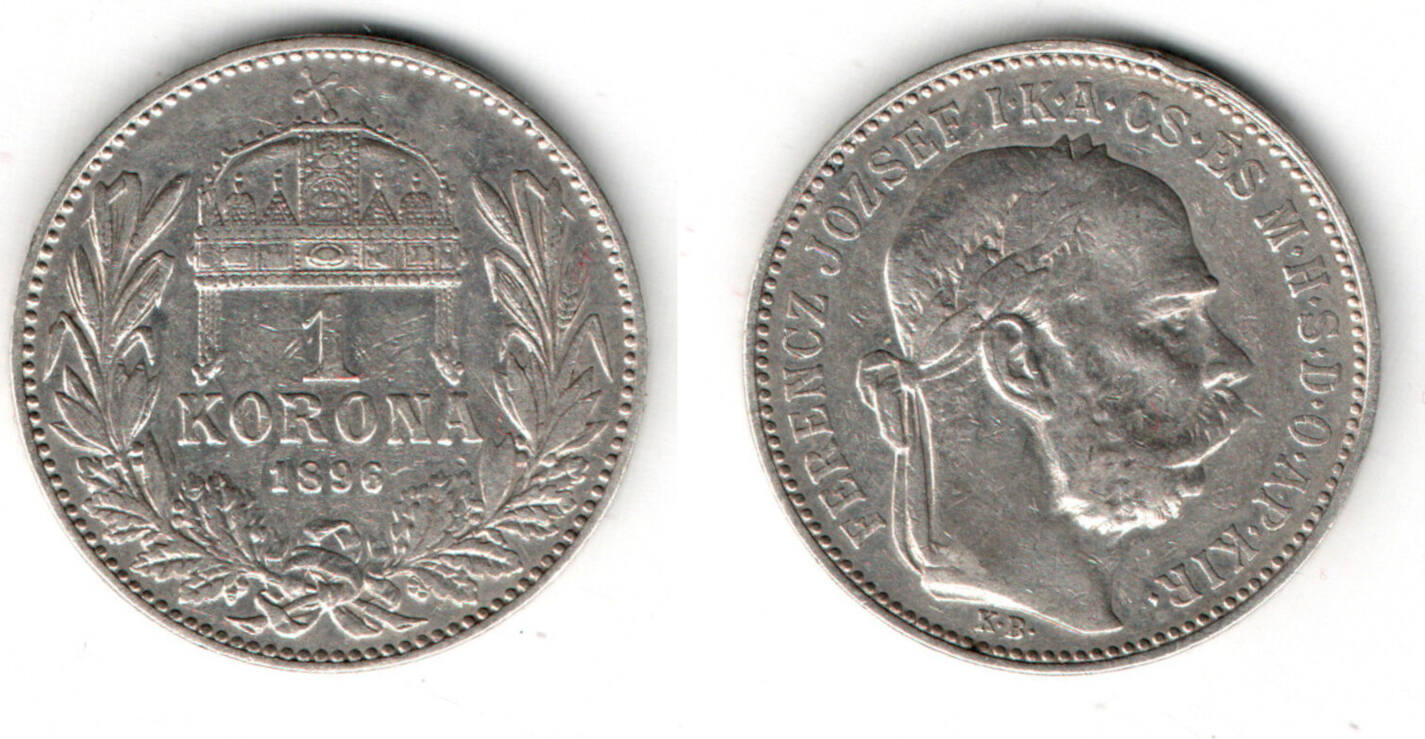 Ungarn Hungary, 1 Korona 1896 silver, Franz Joseph, like scan VF | MA-Shops