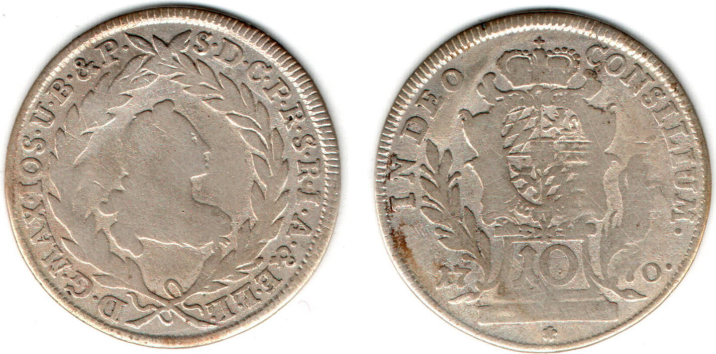 Bayern 1770 bavaria silver coin, 10 kreuzer, like scan F | MA-Shops