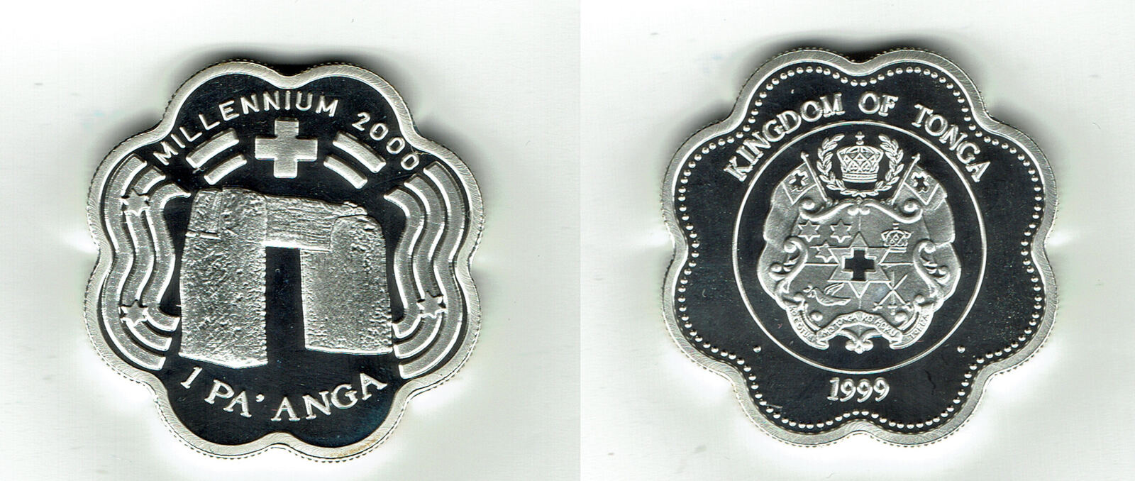 1 Pa'anga 1999 Tonga, silver coin, "Millenium - stone monument",only in ...