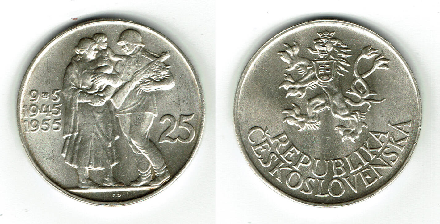 Tschechoslowakei 25 Kronen 1955 czechoslovakia, 25 korun "10th anniversary - liberation from ...