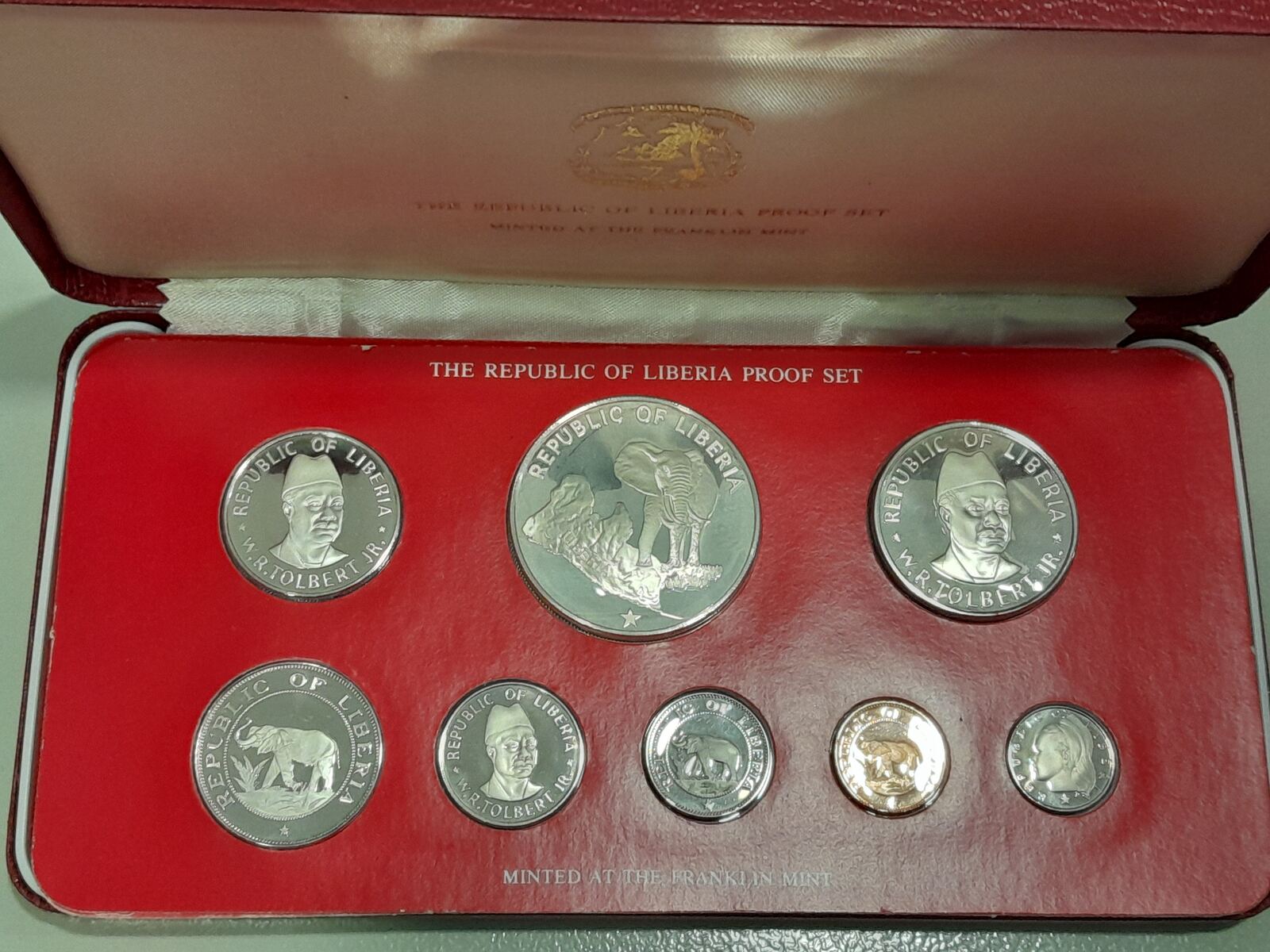 6,91 Dollars 1978 liberia, official proof set, 1 cent - 5 dollars, 7 ...