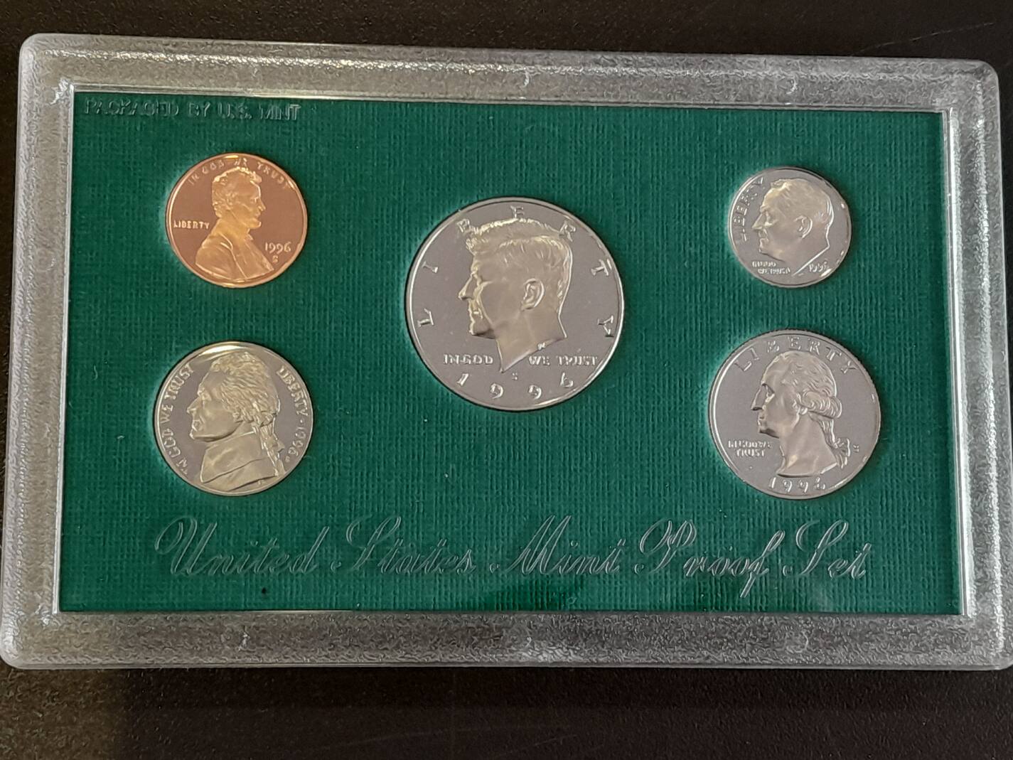 0,91 Dollars USA, official proof set 1996, 1 Cent to 1/2 Dollar, like ...