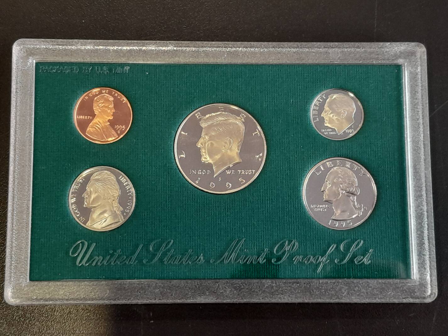 0,91 Dollars USA, official proof set 1995, 1 Cent to 1/2 Dollar, like ...