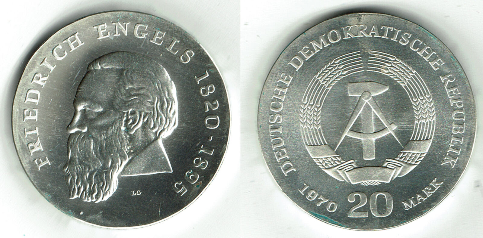 Deutsche Demokratische Republik 1970 DDR, Gedenkmünze 20 Mark Friedrich ...