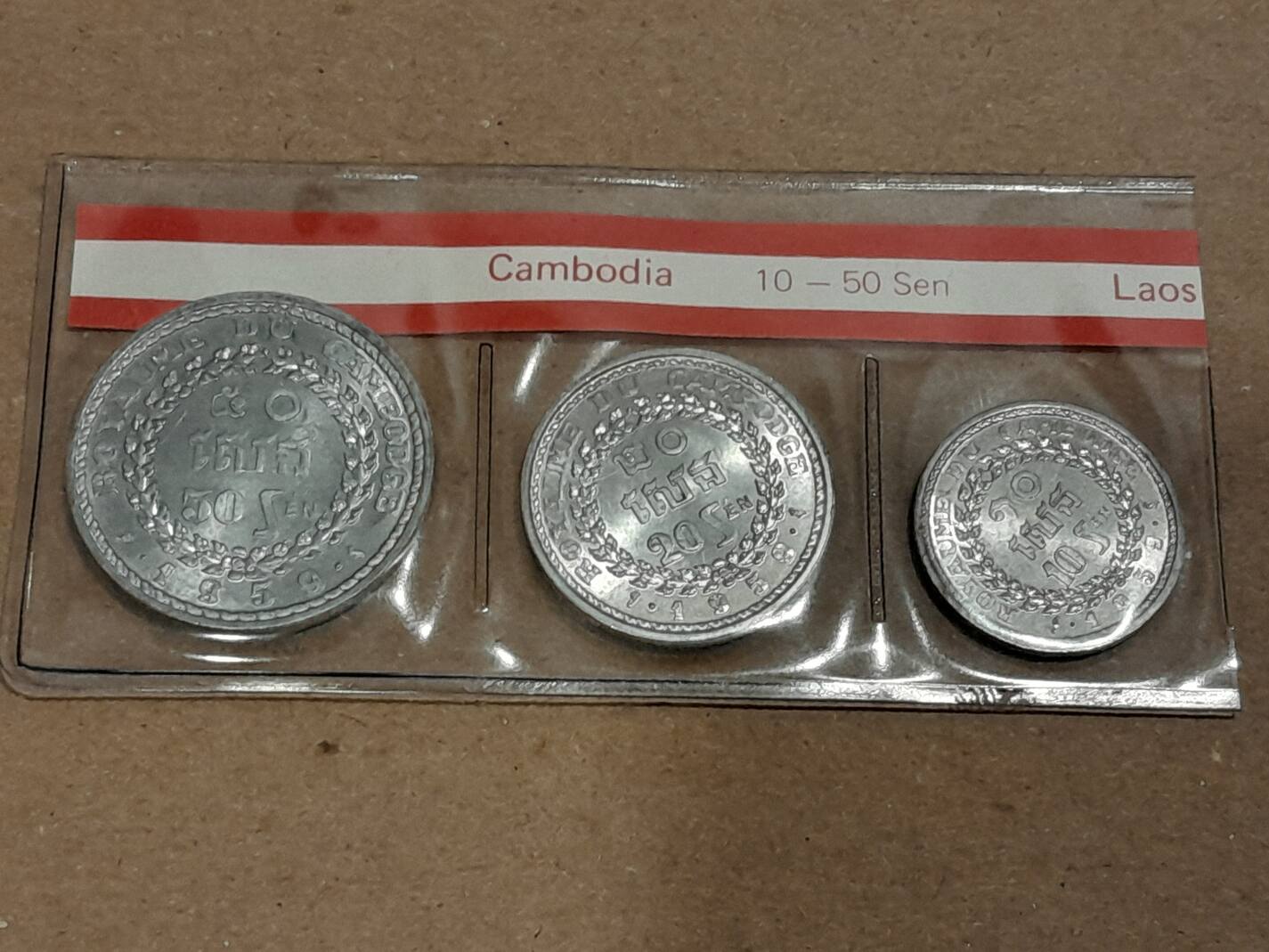Kambodscha 10, 20, 50 Sen Cambodia, coin set 1959, 10, 20 and 50 Sen ...