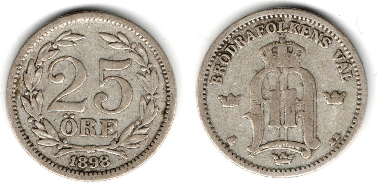 Schweden 1898 sweden silver coin, 25 Öre, Oscar II., like scan! VF | MA ...