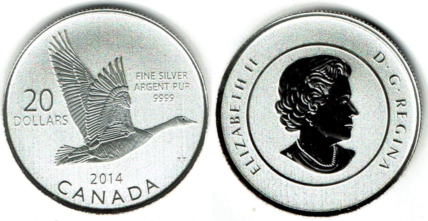 Kanada 2014 Canada silver coin, 20 dollars "goose" only with capsule ...