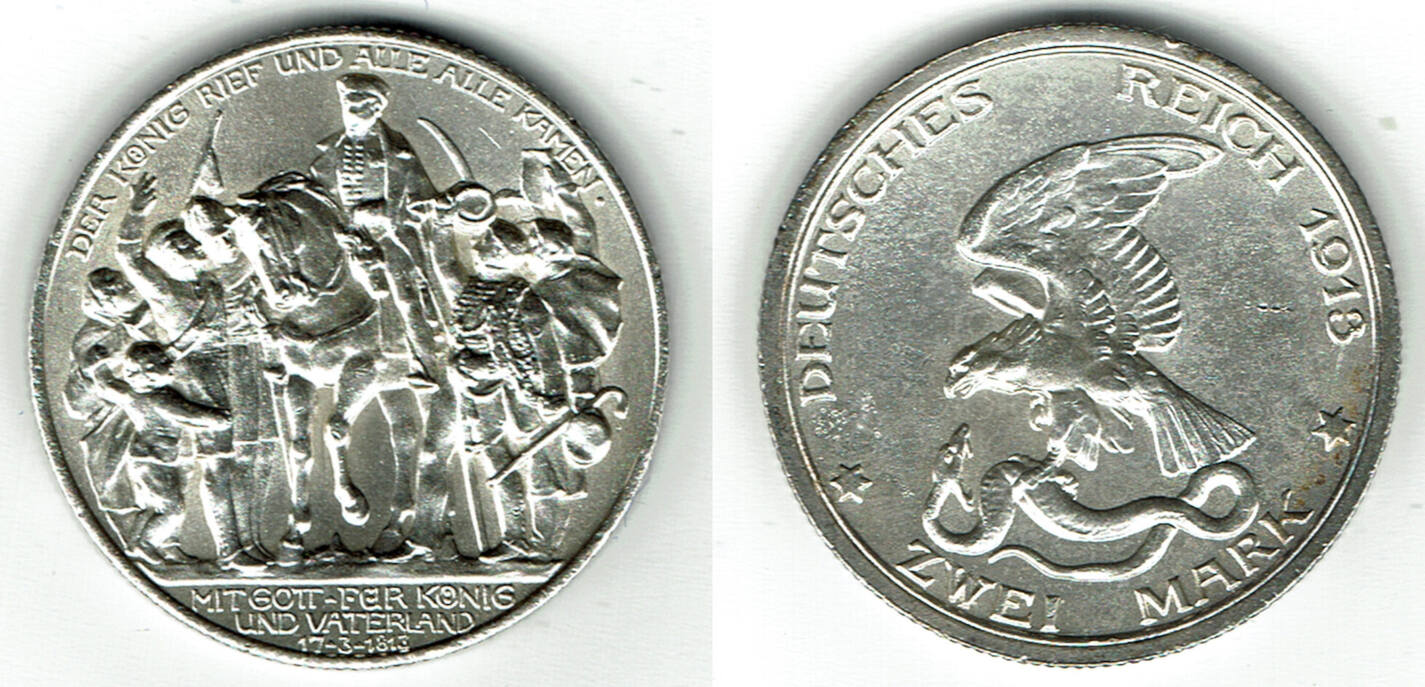 Kaiserreich, Preußen 2 Mark 1913 V, Wilhelm II., Erhaltung siehe Scan! EF | MA-Shops