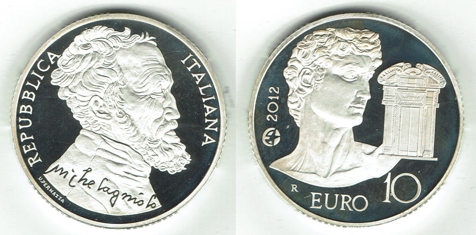 Italien 2012 italy, 10 Euro, Michelangelo Proof, leicht angelaufen | MA ...