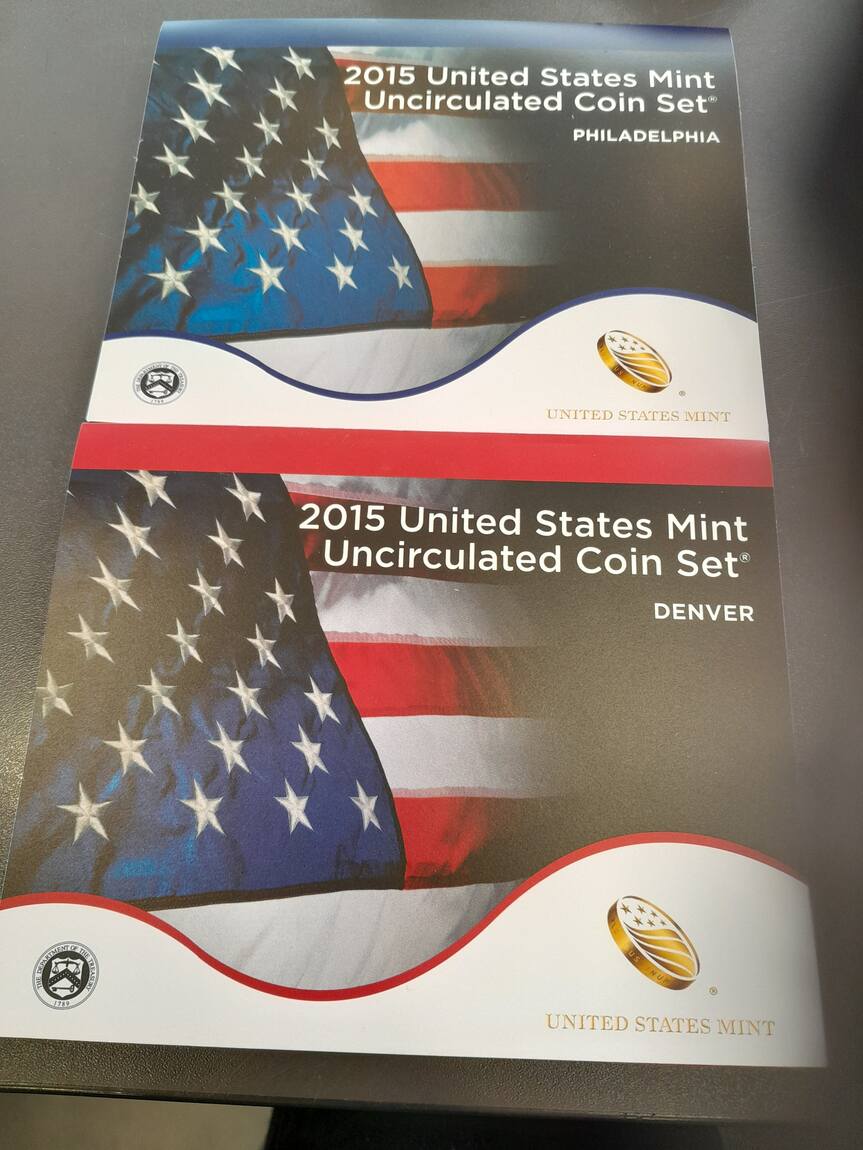 2 x 6,91 Dollars 2015 D + P USA, official uncirculated coin set 2015 ...