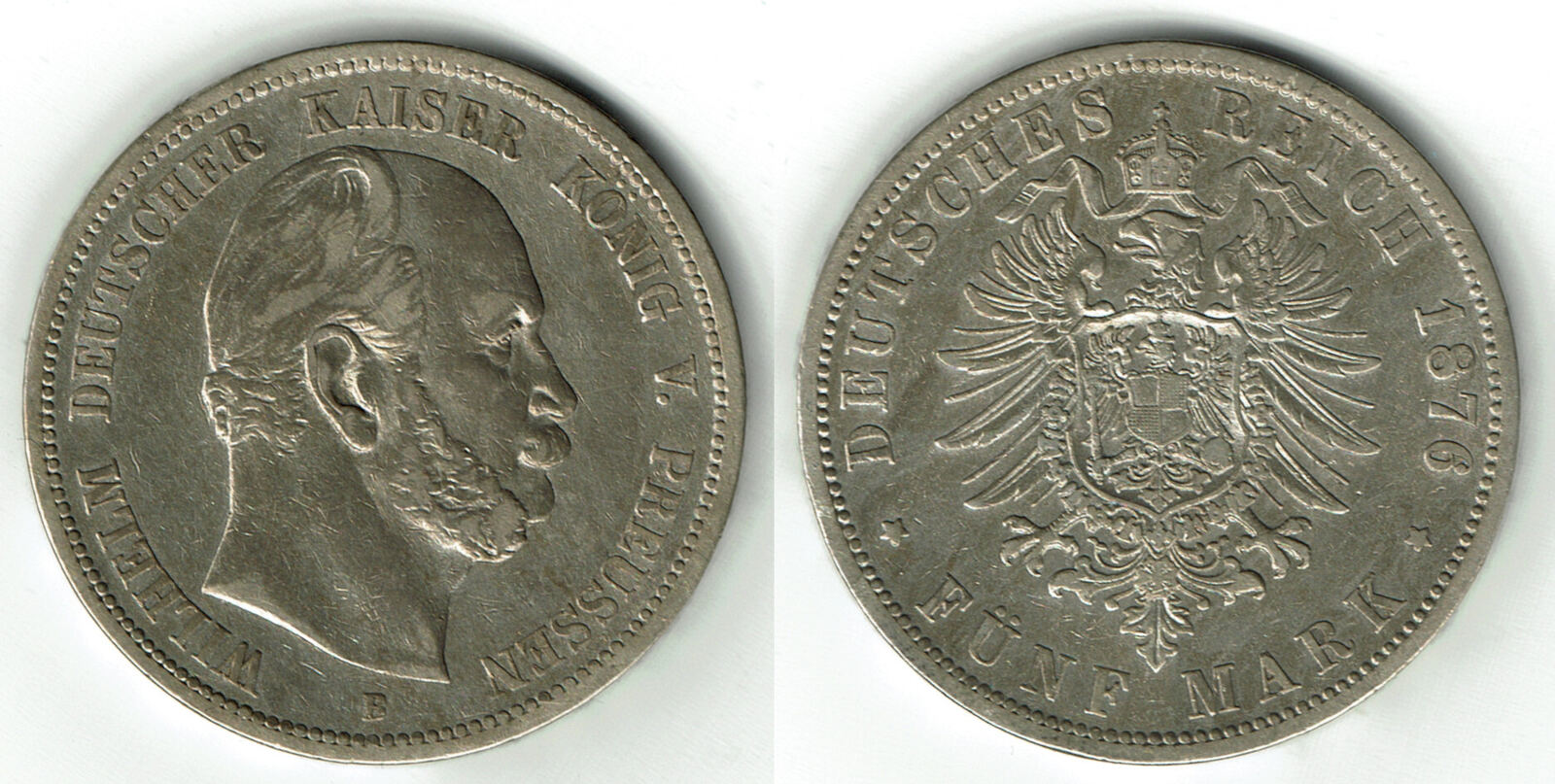 Preußen 5 Mark 1876 B, Wilhelm I., Erhaltung siehe Scan! VF | MA-Shops