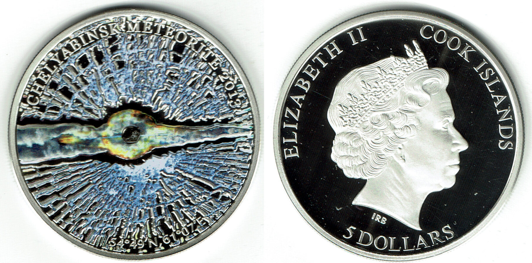 5 Dollars 2013 Cook Islands, silver coin, Chelyabinsk Meteorite ...