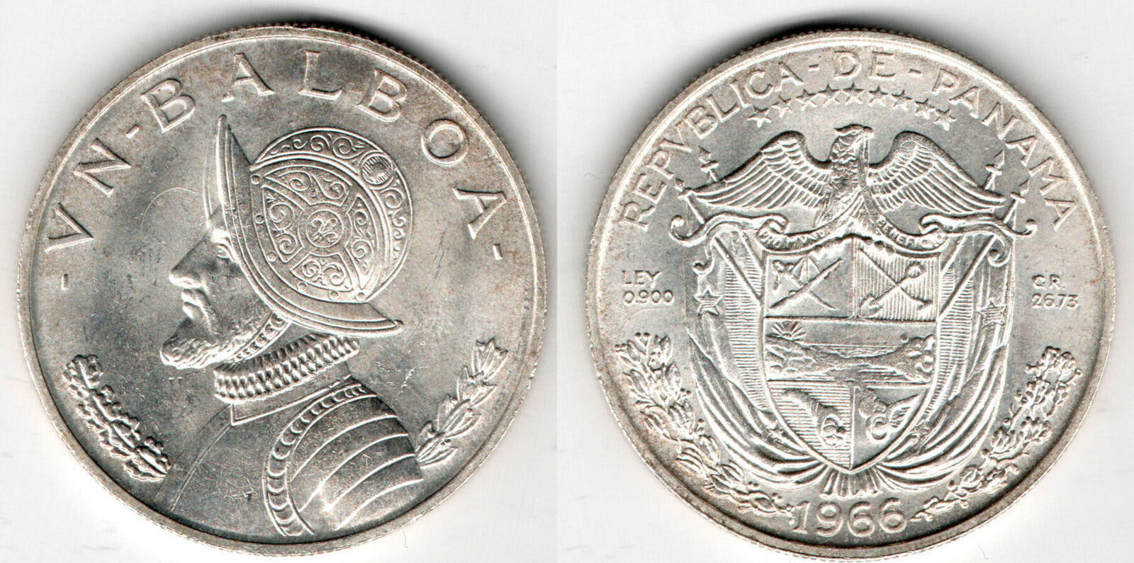 1 Balboa 1966 panama silver coin "balboa", like scan AU | MA-Shops