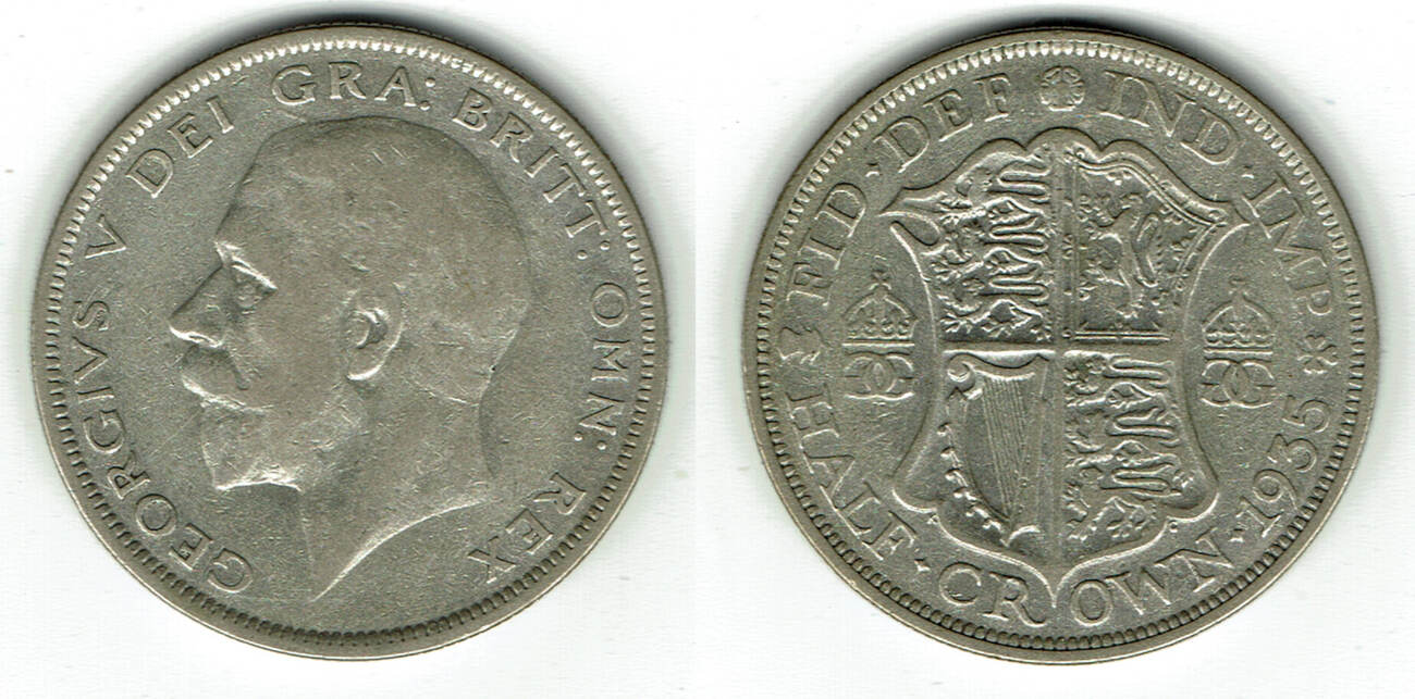 Großbritannien 1936 great britain silver coin, george V., half crown VF ...