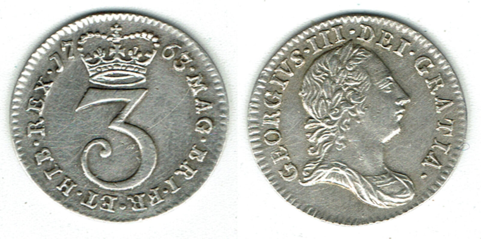 Großbritannien 3 Pence 1763 great britain, Three pence, George III ...
