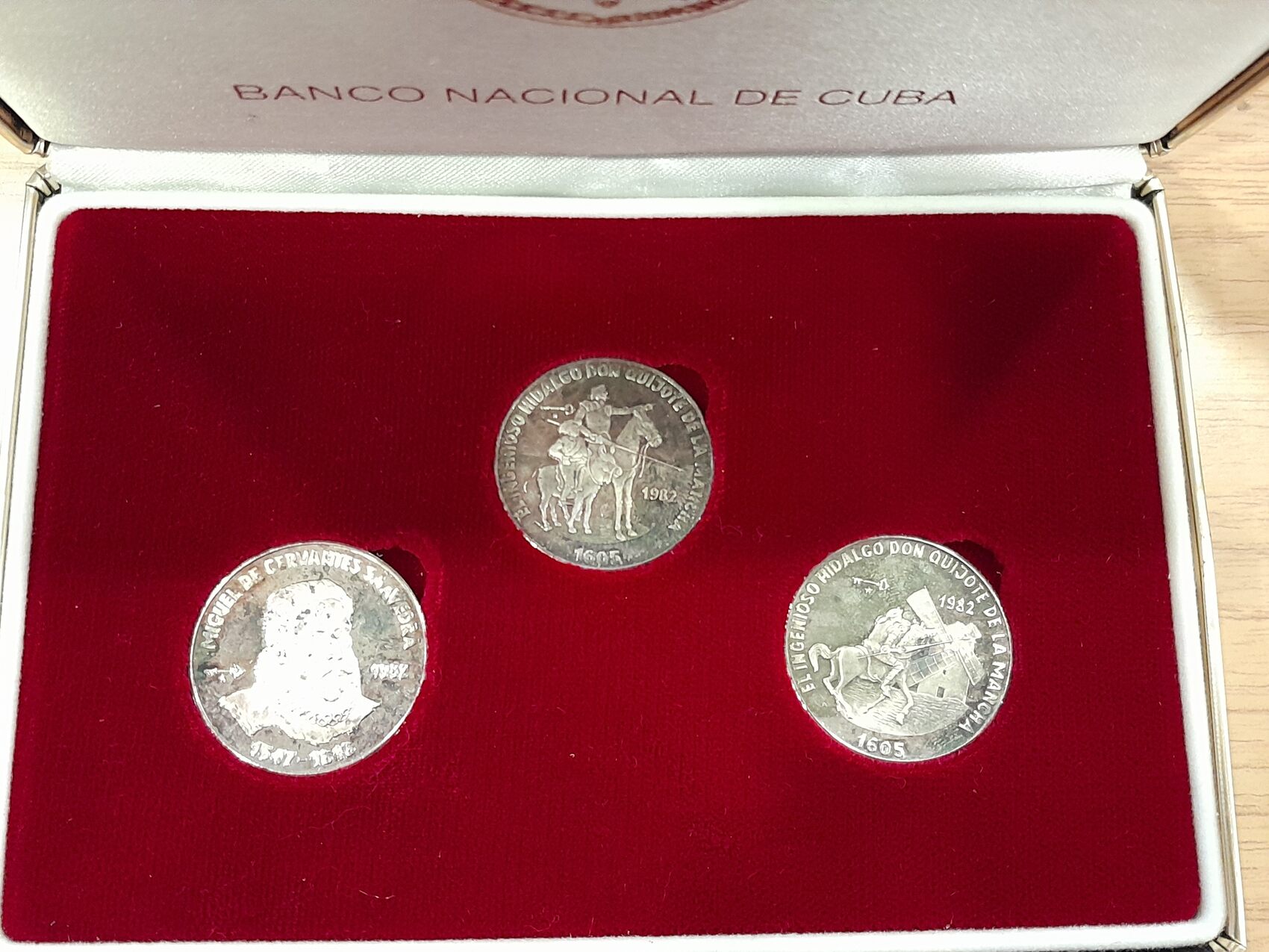 Kuba 3 x 5 Pesos 1982 Cuba, silver coins, Don Quijote de la Mancha ...