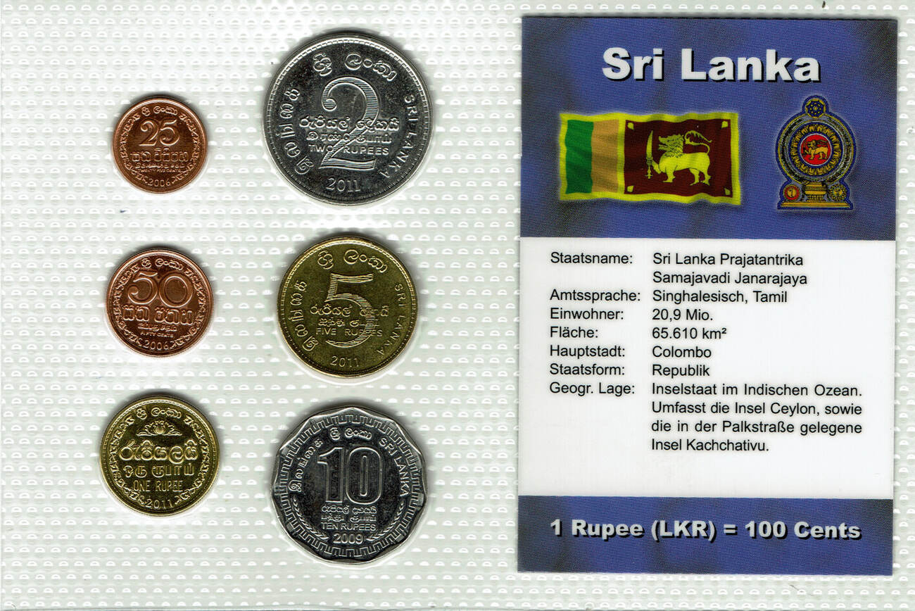 18,75 Rupee 2006-2011 Sri Lanka, coin set, 25 Cents - 10 Rupees (6 ...