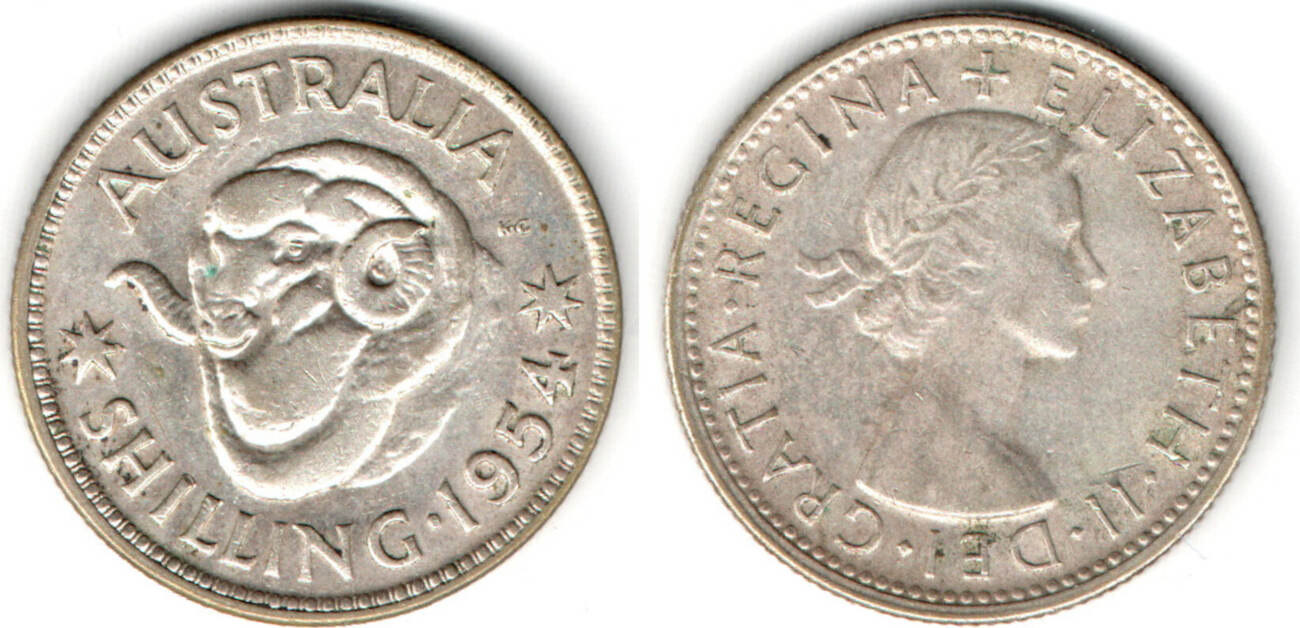 Australien Australia, shilling silver coin 1954, Elisabeth II.! VF | MA ...