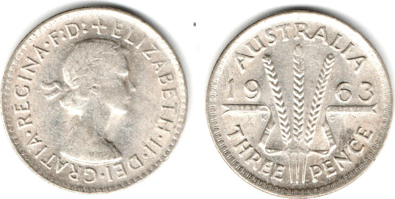 Australien 1963 Australia, 3 Pence silver, elisabeth II.! UNC- | MA-Shops
