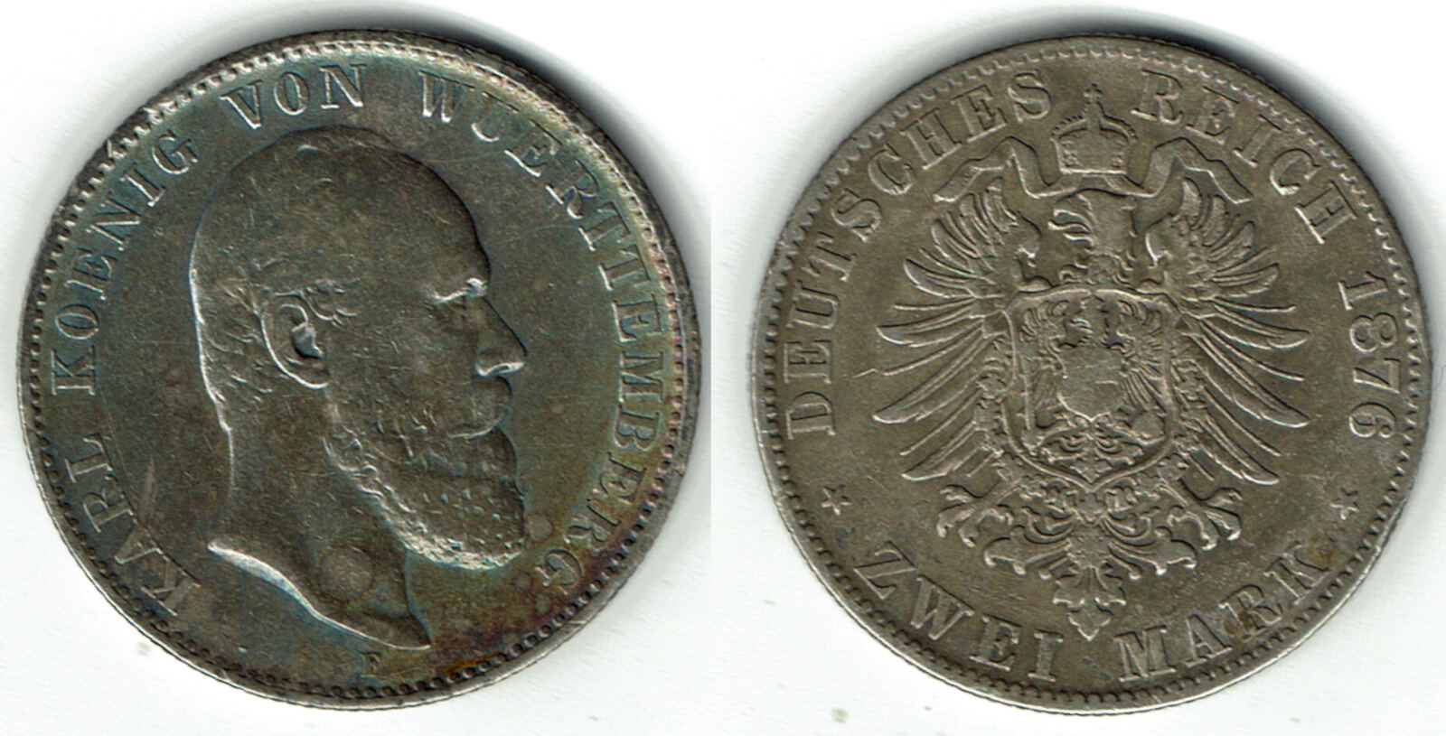 Kaiserreich, Württemberg 2 Mark 1876, Karl gutes F | MA-Shops