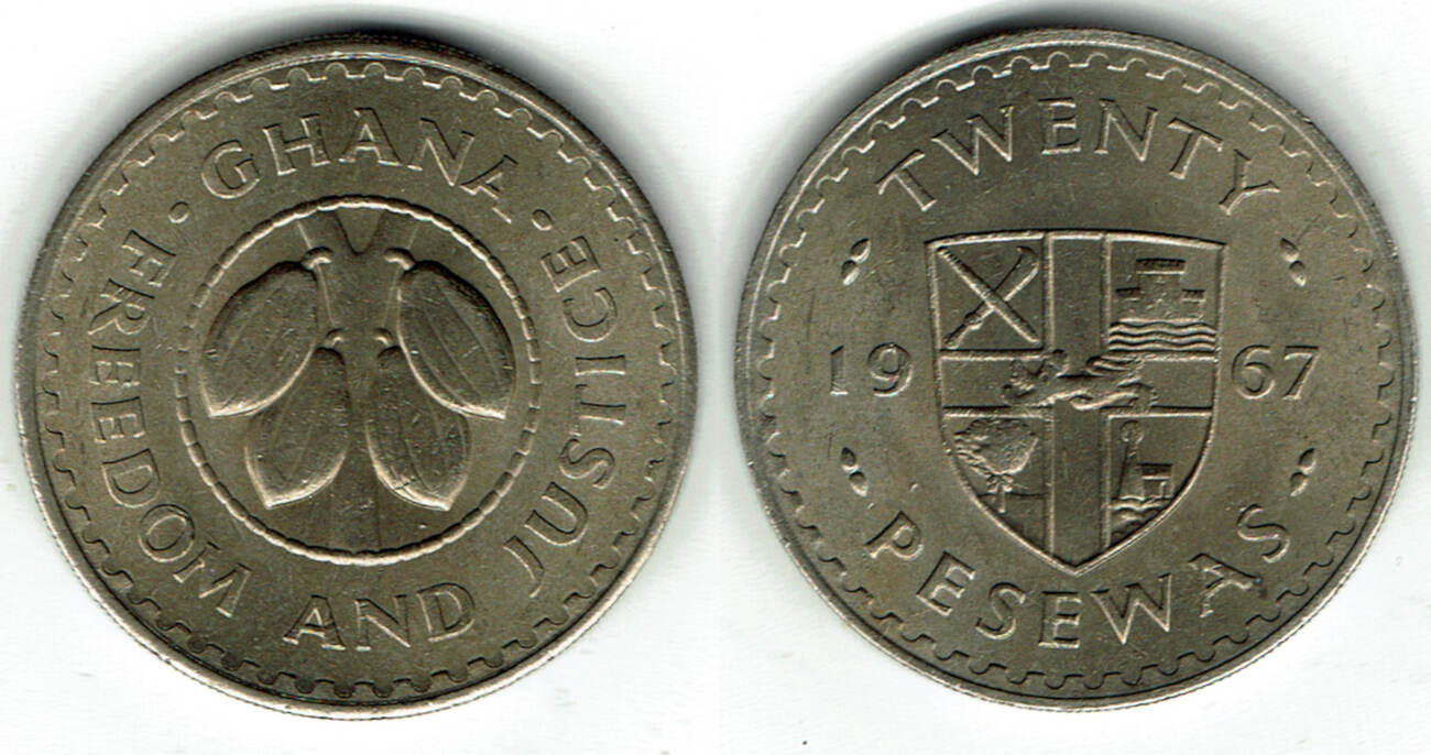 Ghana, 20 Pesewas 1967 UNC- | MA-Shops