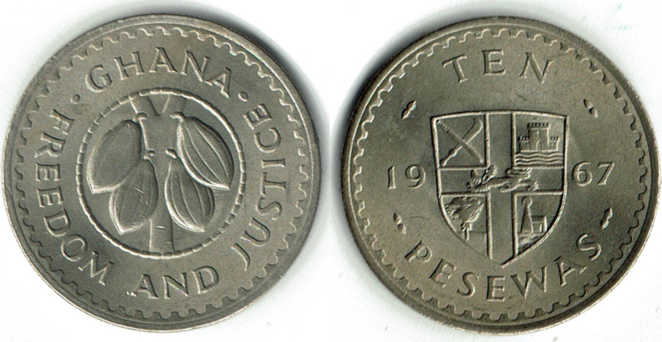 Ghana, 10 Pesewas 1967 UNC- | MA-Shops