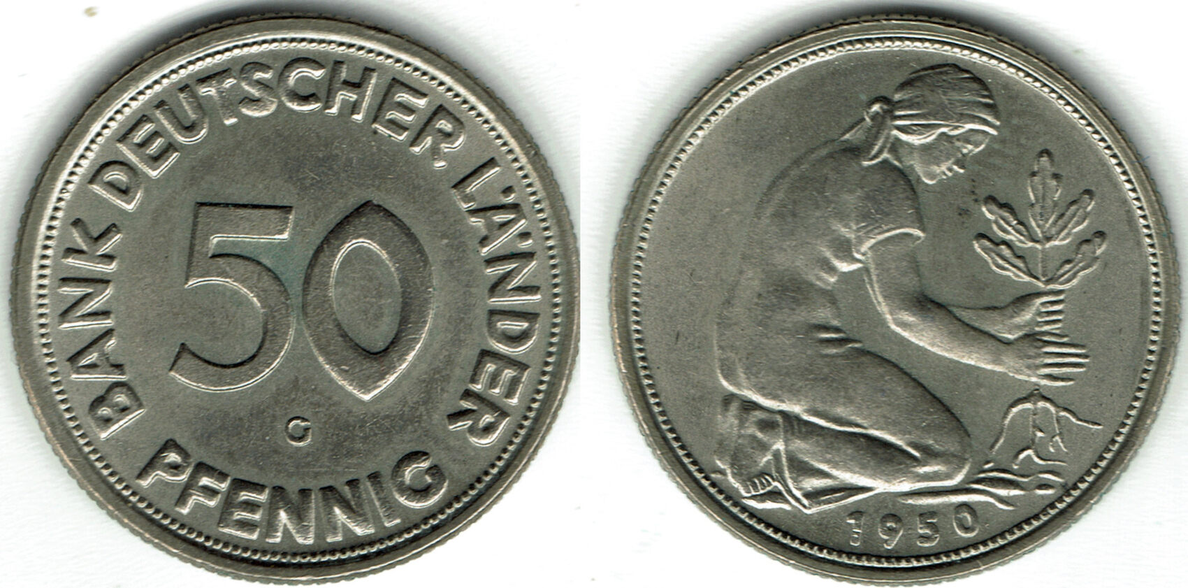 50 Pfennig 1950 Bank Deutscher Lander G