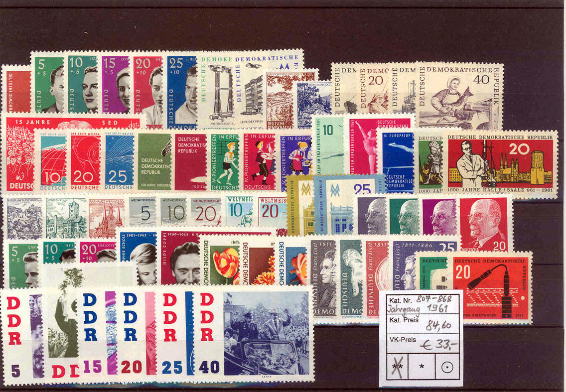 Briefmarken DDR, Jahrgang 1961 komplett postfrisch | MA-Shops