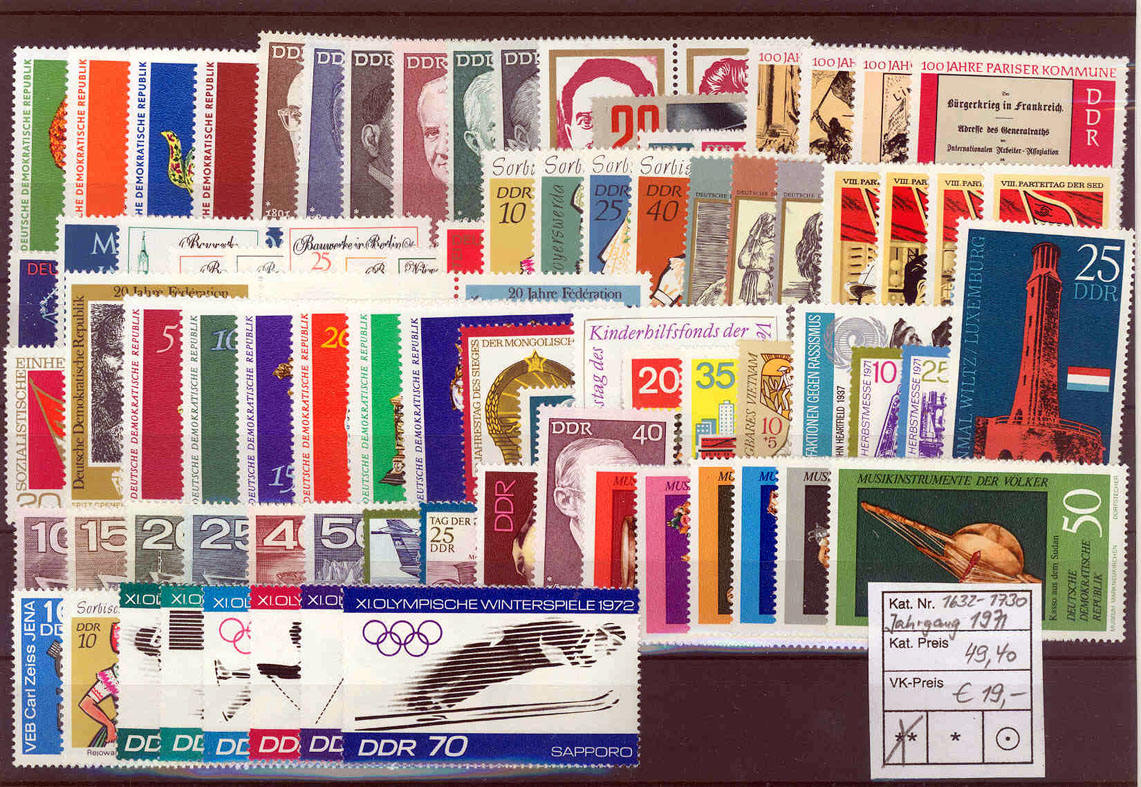 Briefmarken DDR, Jahrgang 1971 komplett postfrisch | MA-Shops
