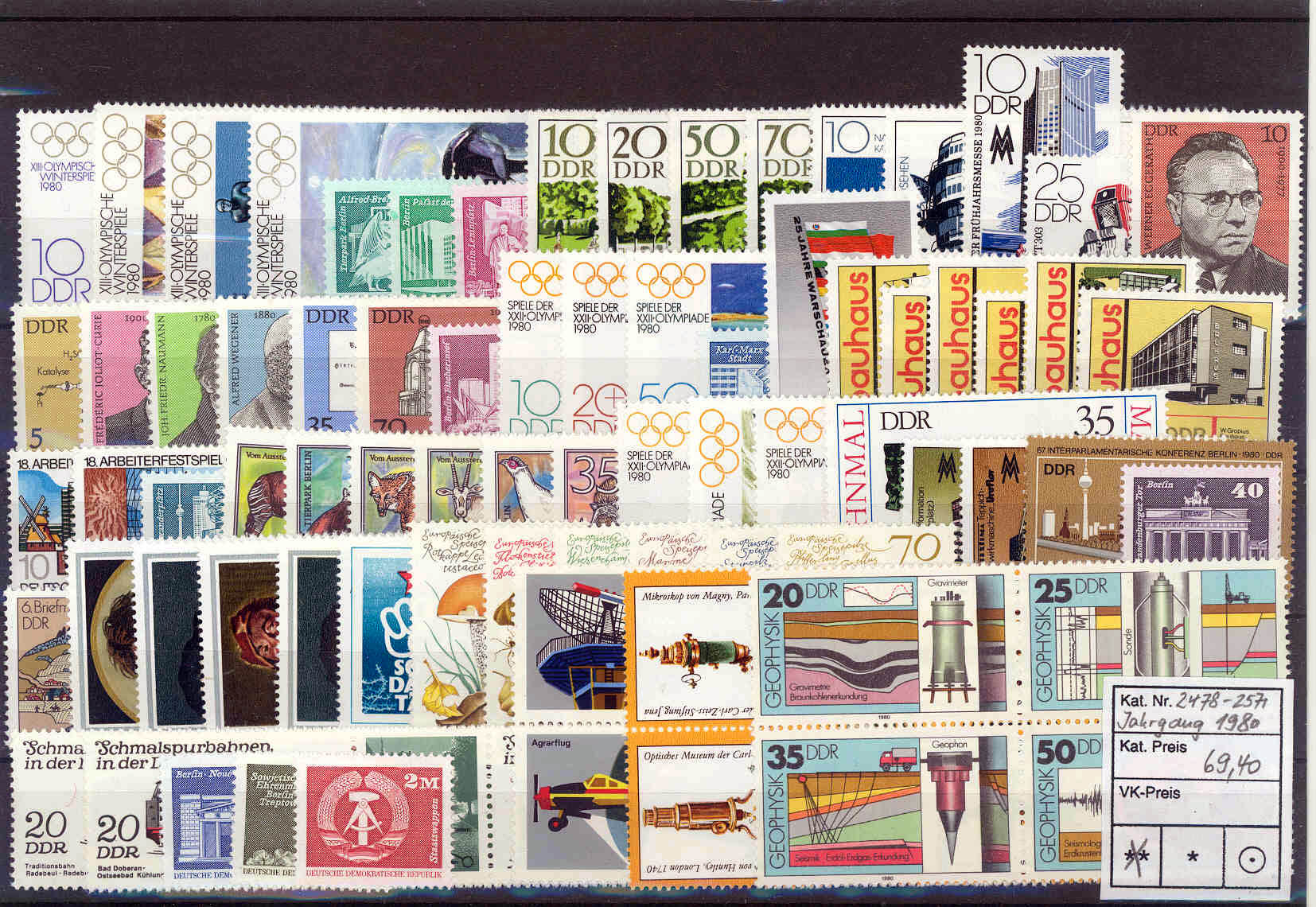 Briefmarken DDR, Jahrgang 1980 komplett postfrisch | MA-Shops