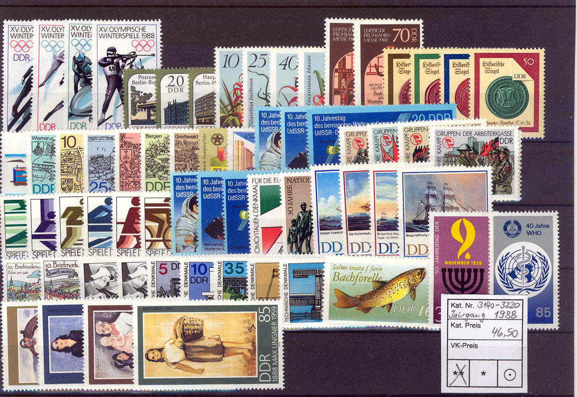 Briefmarken DDR, Jahrgang 1988 komplett postfrisch | MA-Shops