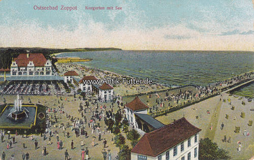 Sopot/Zoppot 1915 Ansichtskarte/Postkarte/Ostseebad Zoppot/Kurgarten ...
