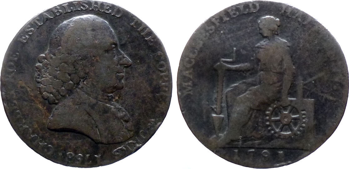 ROYAUME-UNI Half Penny Token 1791 CHESHIRE - MACCLESFIELD n.VF | MA-Shops