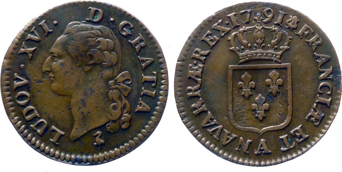 FRANCE Sol 1791 A Louis XVI 1774-1793 1er semestre XF | MA-Shops