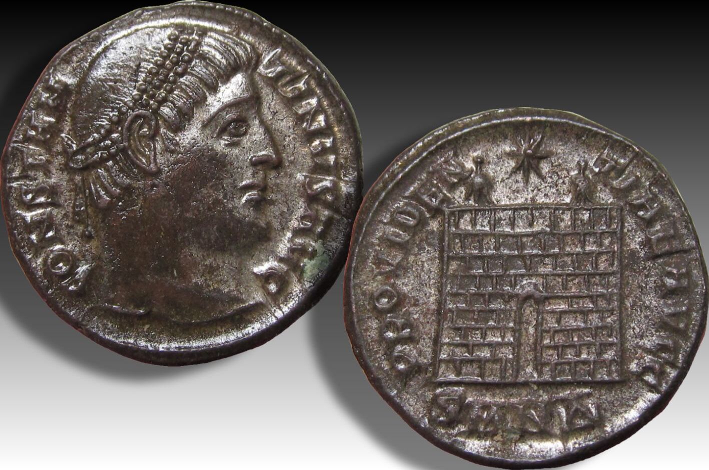 ROMAN EMPIRE AE silvered follis / nummus circa 328-329 A.D. Constantine ...