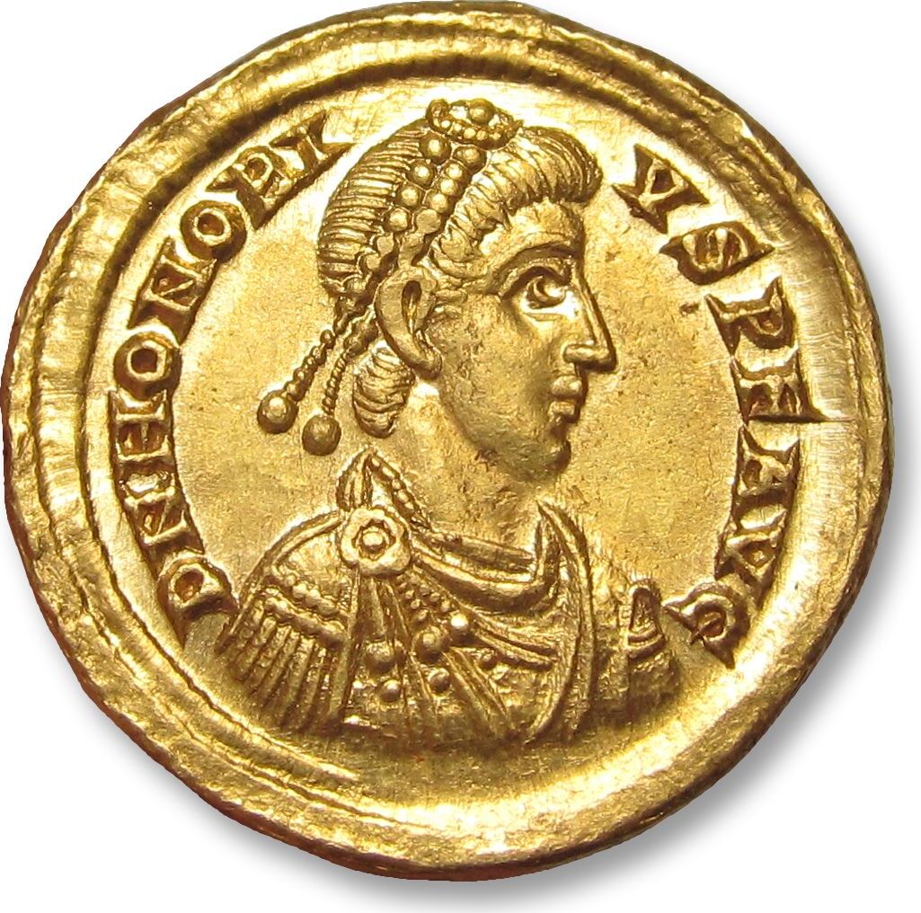 ROMAN EMPIRE AV gold solidus circa 395-402 A.D. Honorius, Mediolanum ...