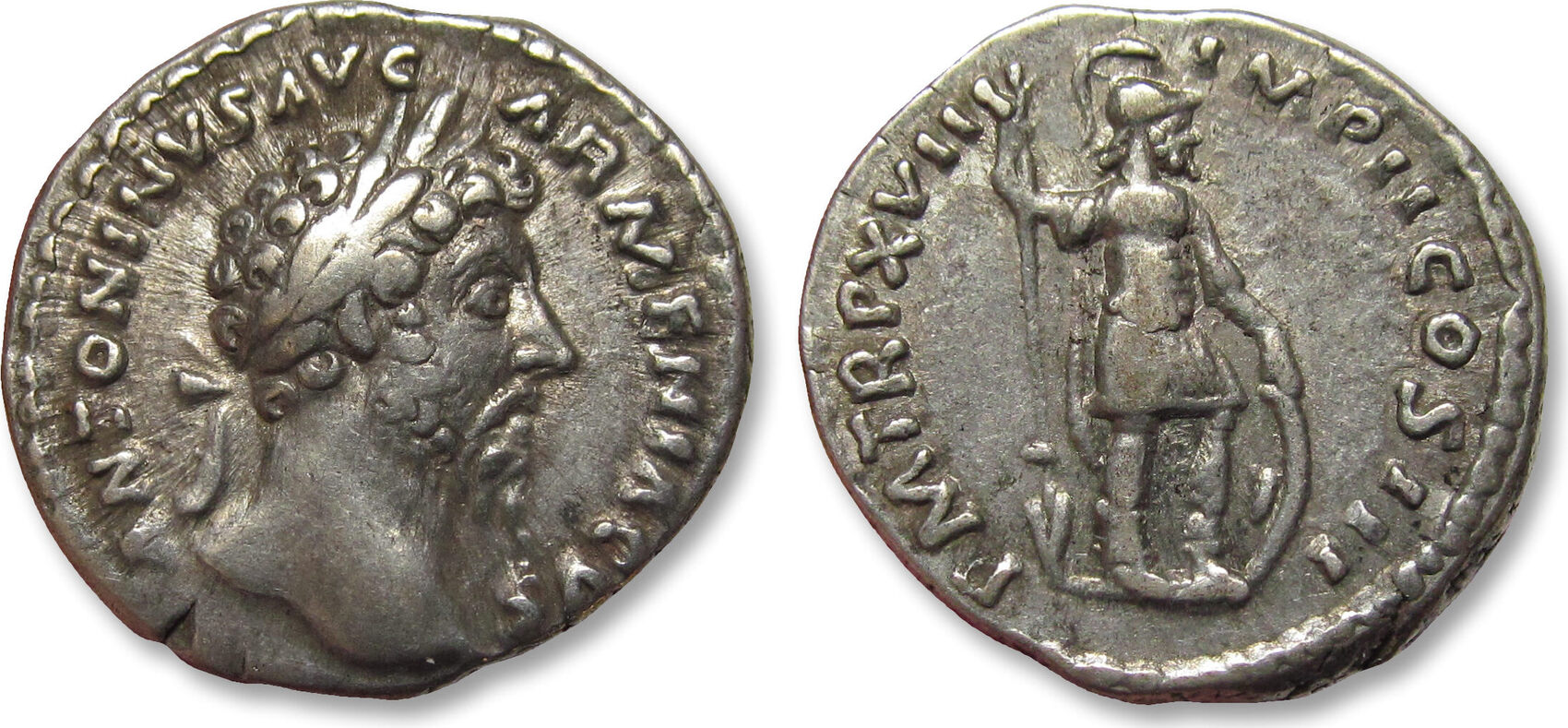 ROMAN EMPIRE AR silver denarius 164 A.D. Marcus Aurelius, Rome mint ...