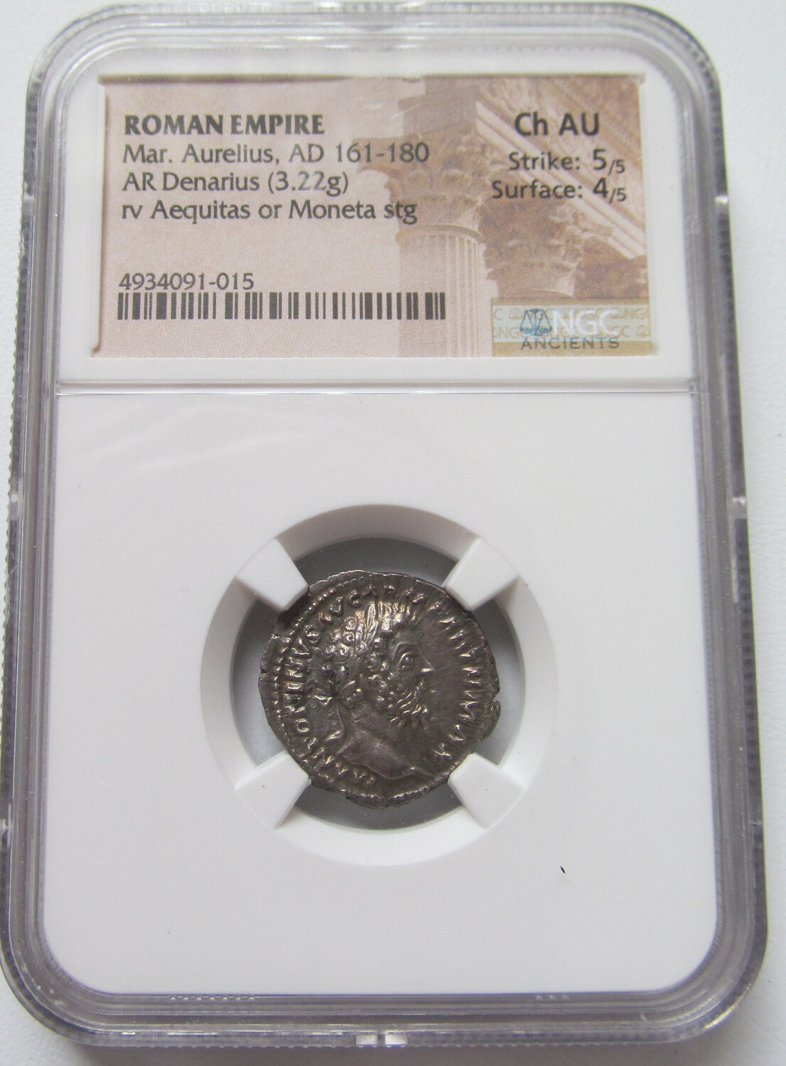 ROMAN EMPIRE AR silver denarius circa 167-168 A.D. Marcus Aurelius ...