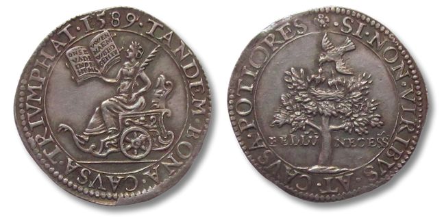 Spanish Netherlands AR jeton 1589: on the defeat of the Spanish Armada ...