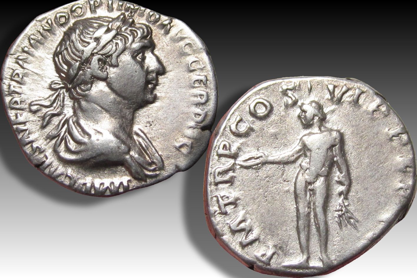 ROMAN EMPIRE AR silver denarius circa 112-117 A.D. Trajan / Trajanus ...