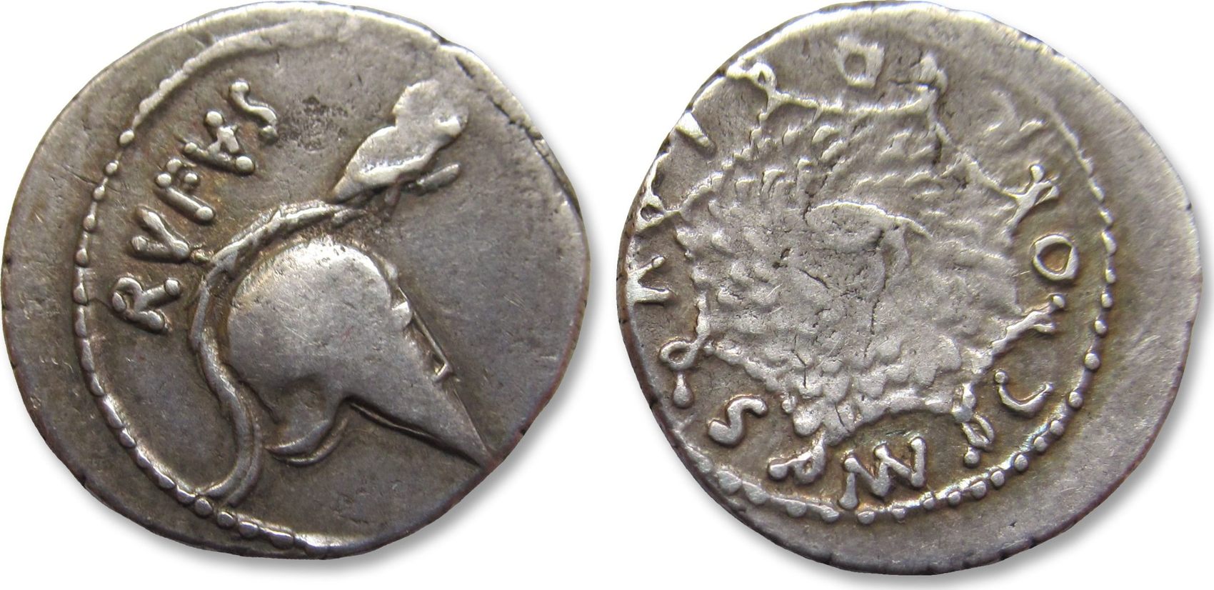 ROMAN REPUBLIC AR denarius 46 B.C. Mn. Cordius Rufus, Rome - Corinthian ...
