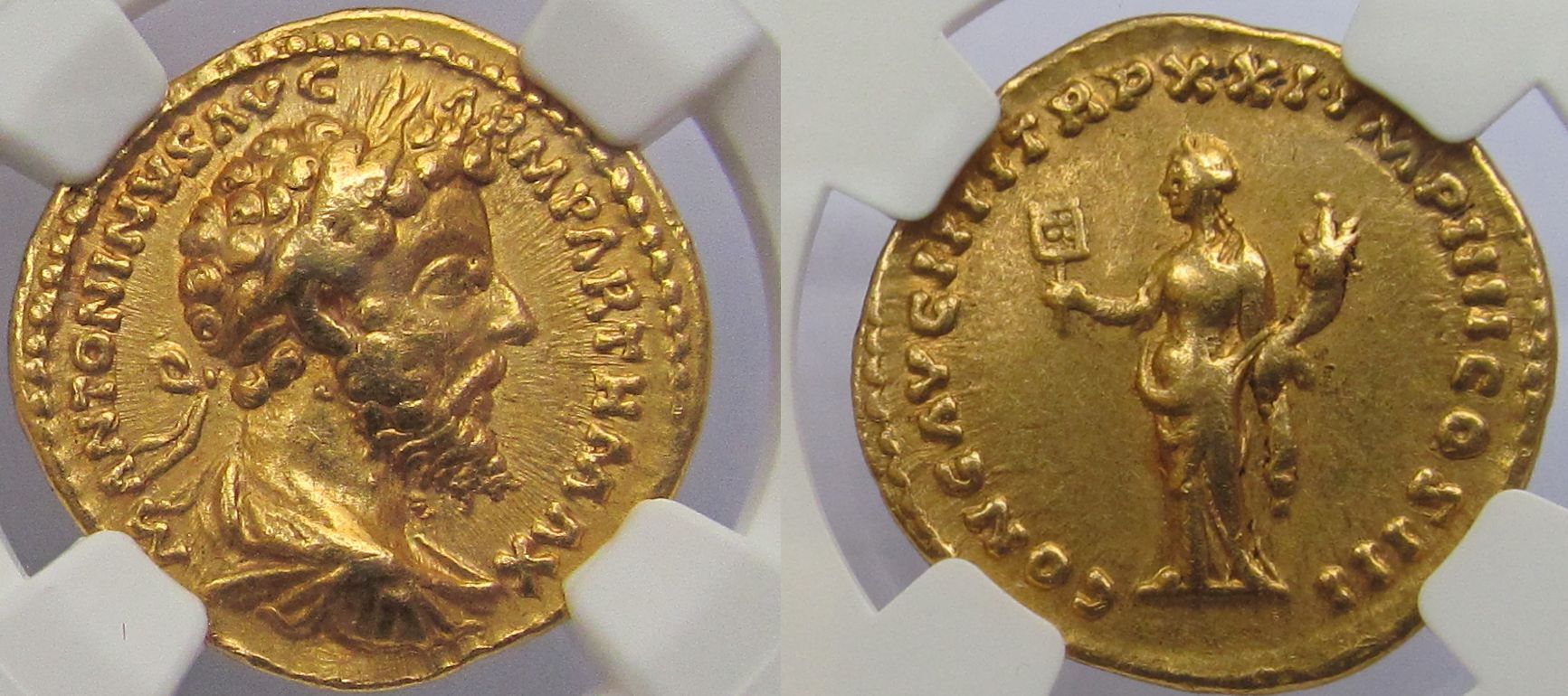 ROMAN EMPIRE AV gold aureus 166-167 A.D. Marcus Aurelius, Rome mint ...