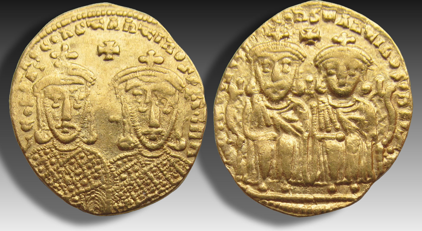 BYZANTINE EMPIRE AV gold solidus 775-780 A.D. Leo IV the Khazar, with ...