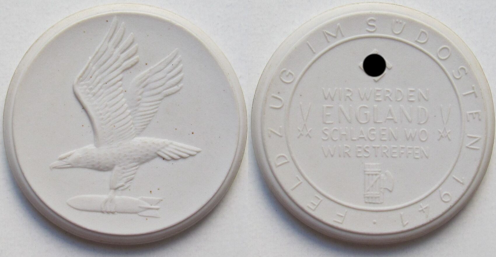 GERMANY - THIRD REICH / 3. Reich white porcelain medal MEISSEN ...