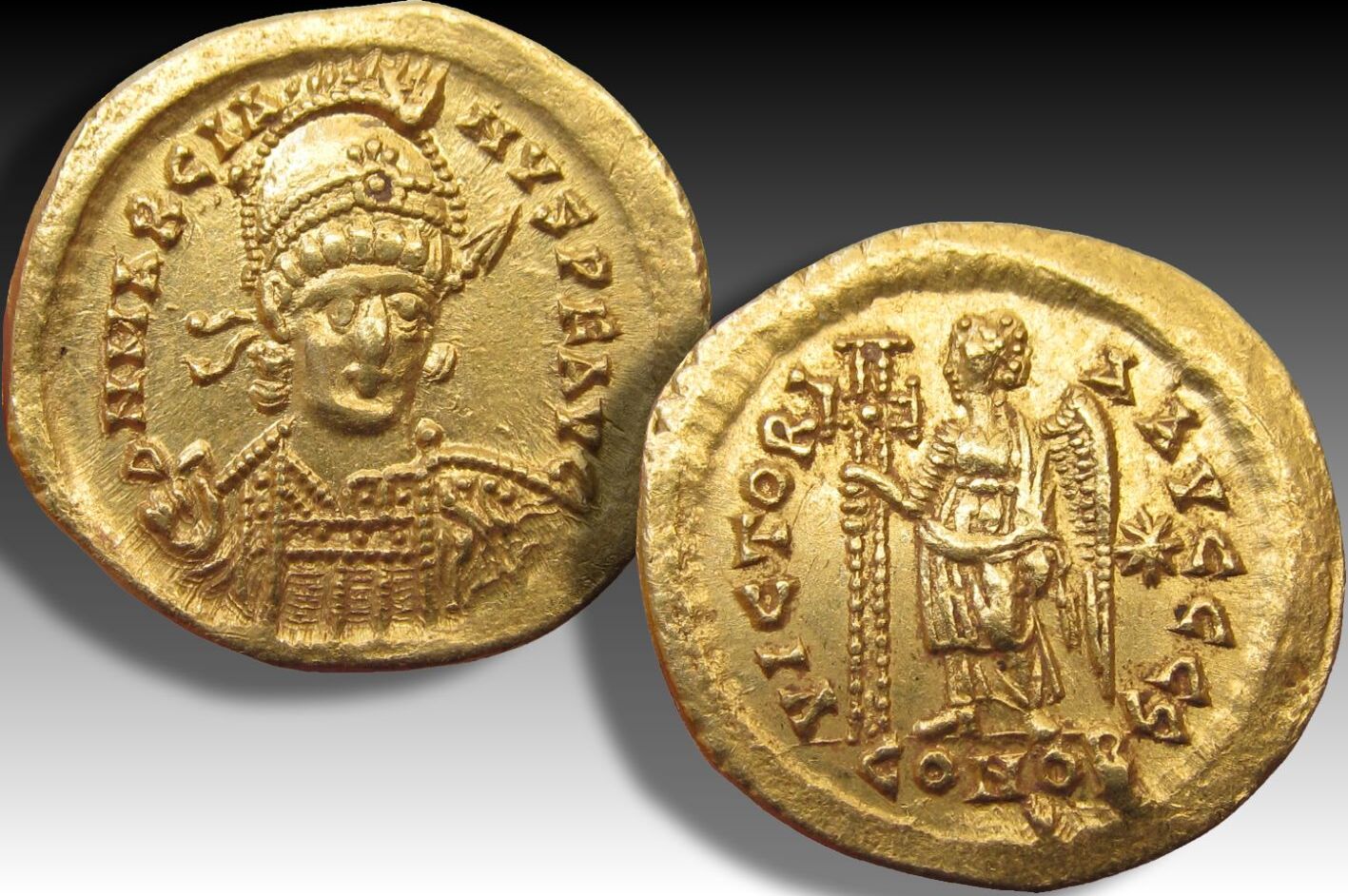 ROMAN EMPIRE AV gold solidus circa 450 A.D. Marcian / Marcianus ...