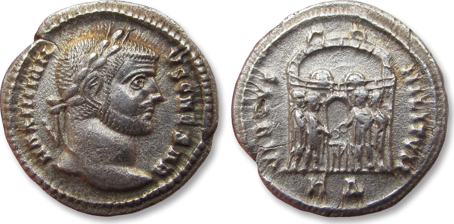 ROMAN EMPIRE AR silver argenteus circa 295 A.D. Galerius Valerius ...