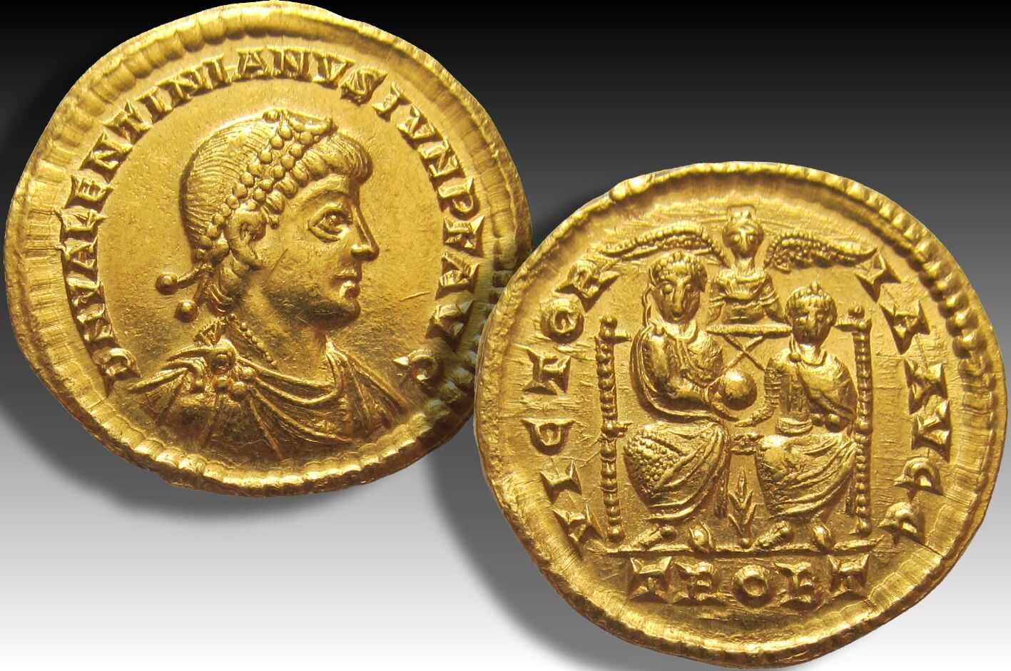 ROMAN EMPIRE AV gold solidus 376-377 A.D. Valentinian II ...
